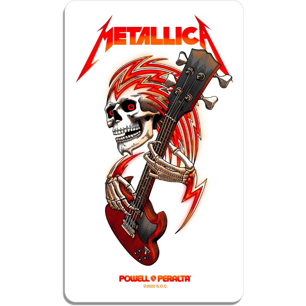 Powell Peralta Autocollant Metallica blanc – Stoked Boardshop